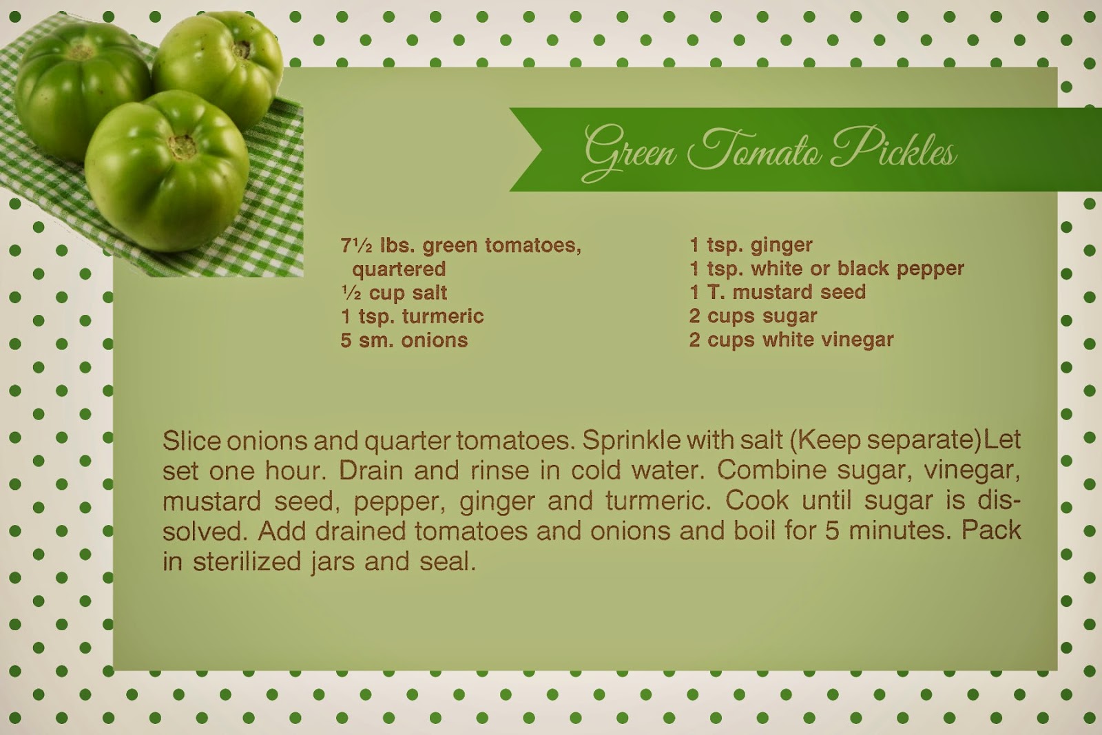 glenda's World : Green Tomato Pickles