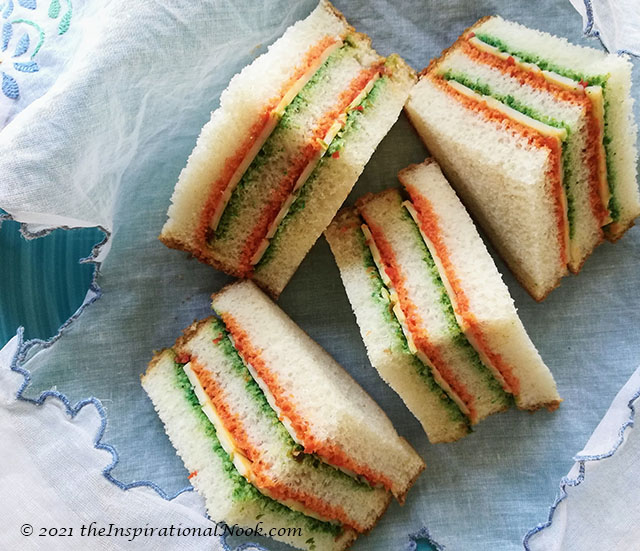 (VIDEO) Tricolour Triangle Tea Sandwiches