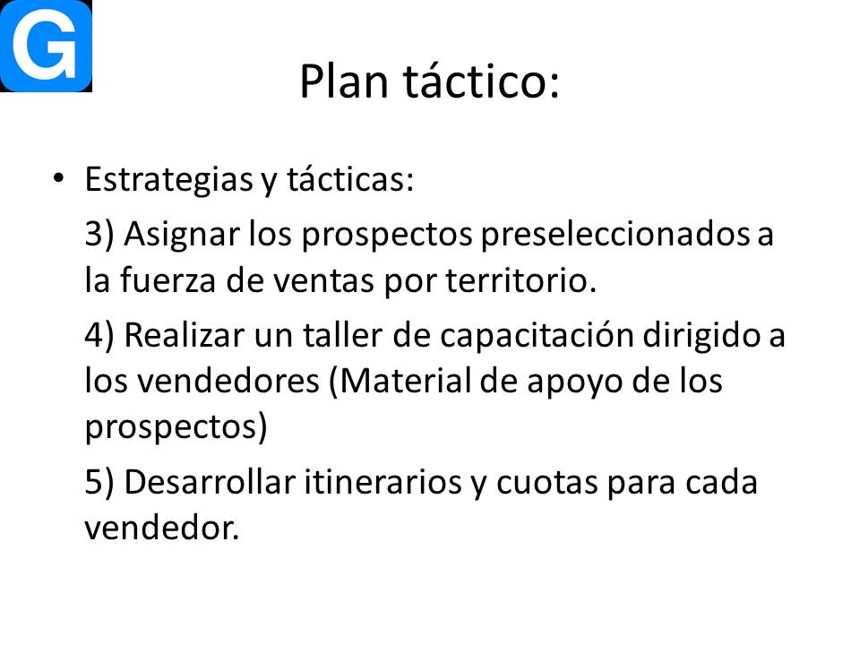 Gerencia De Ventas: Plan Táctico