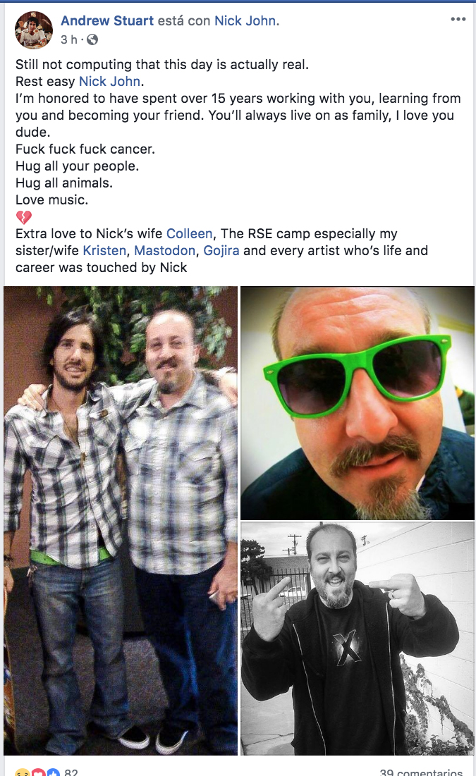 Legba Magazine: El manager de Mastodon, Nick John ha fallecido