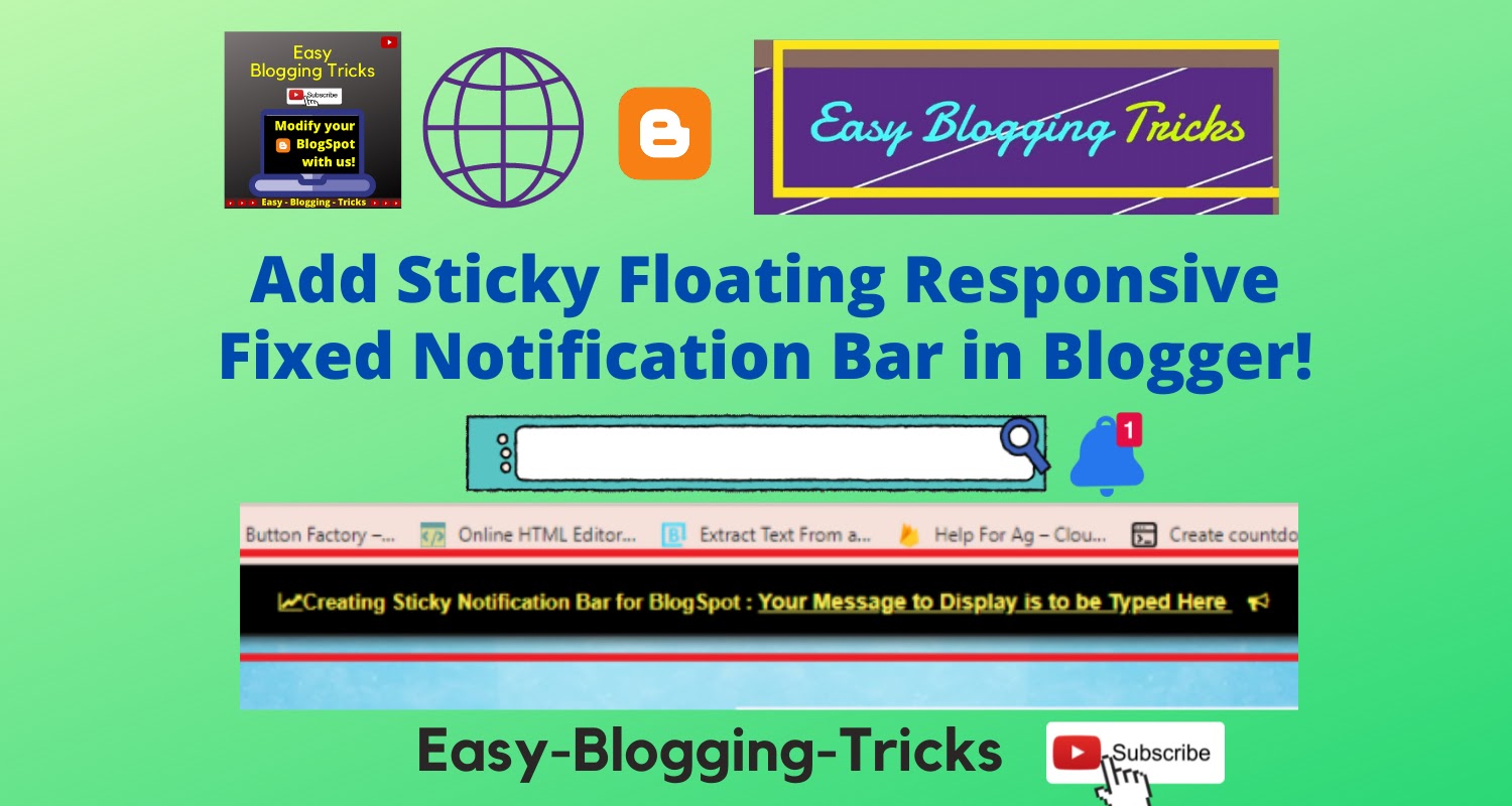 How To Add Sticky Floating Fixed Responsive Notification Bar In Blogger