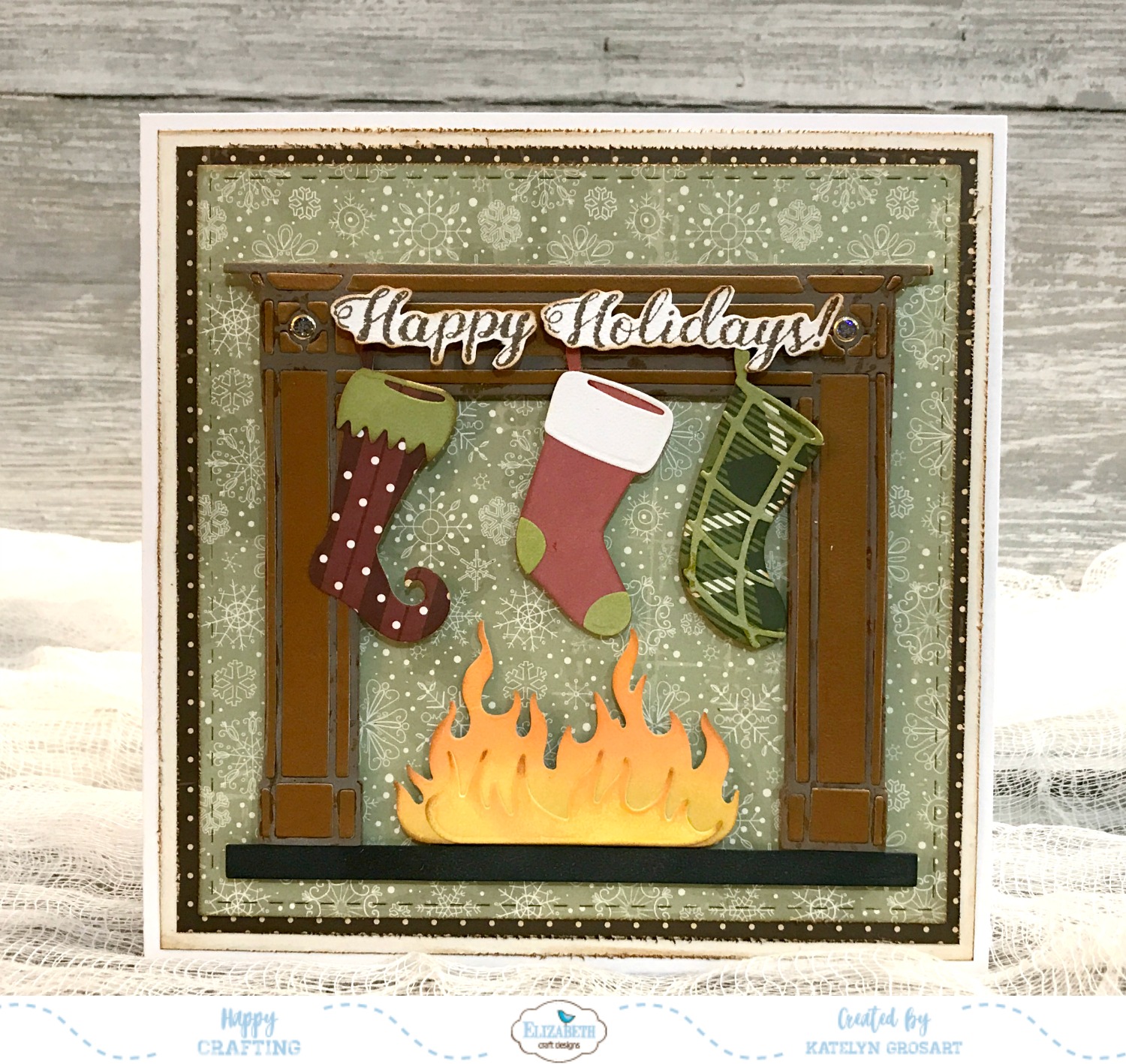 A Creative Journey: Happy Holidays Fireplace Christmas Card
