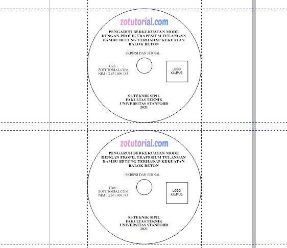 Label CD/DVD untuk Skripsi dan Jurnal Format .CDR - zotutorial