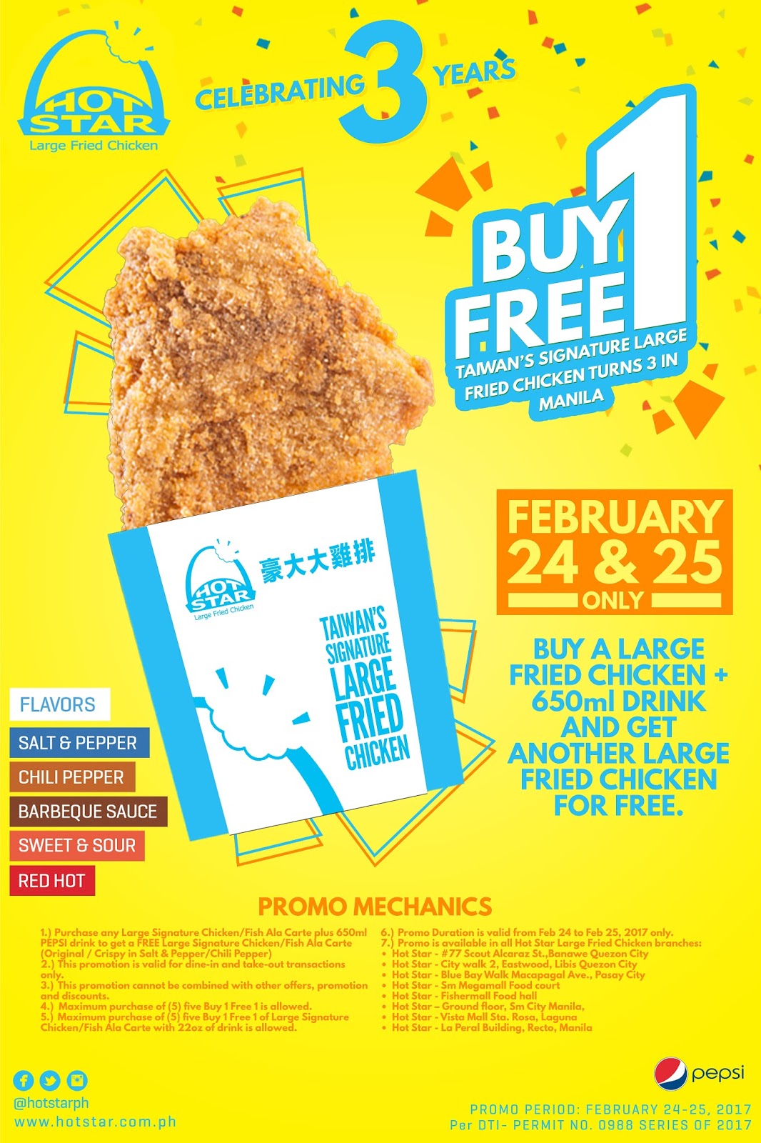 Manila Shopper: Hot Star Fried Chicken Buy1 Get1 Anniv Promo: Feb 2017