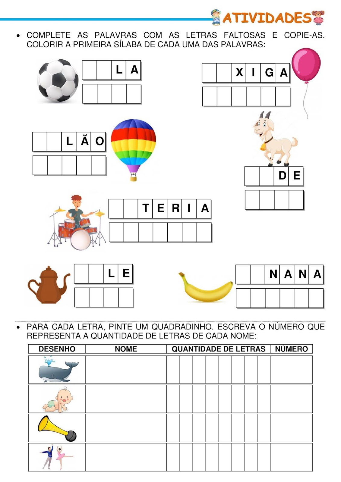 Atividades Com As Silabas Ba Be Bi Bo Bu - RETOEDU