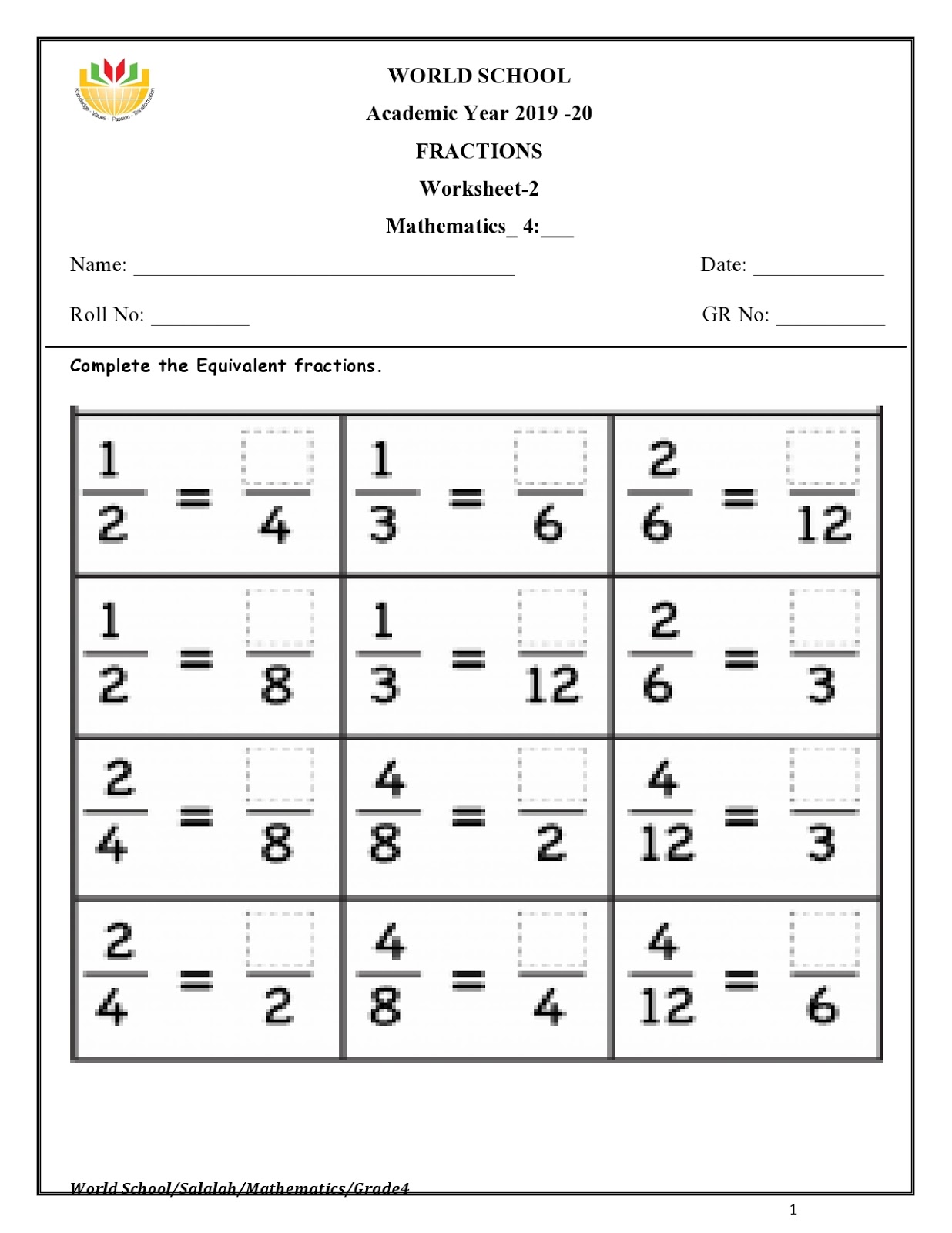 Birla World School Oman: Homework for Grade 4 as on 23/03/2020
