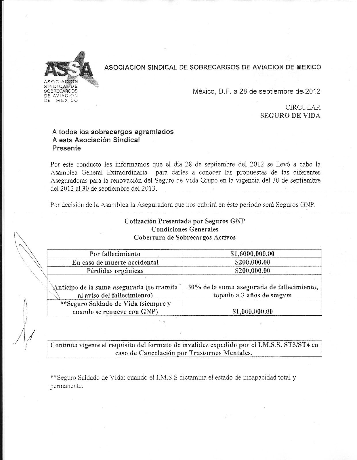 sobrecargo informa: CIRCULAR DE ASSA DE MÉXICO