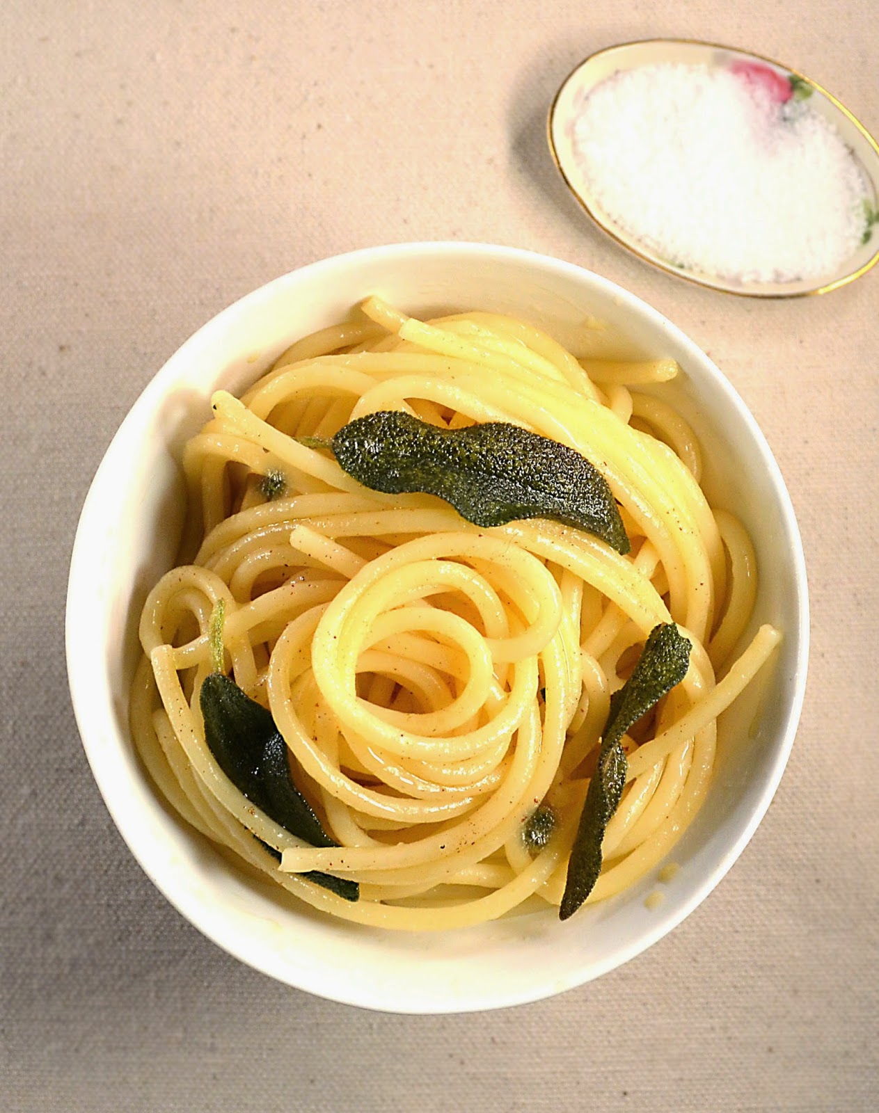 Sew French: Easy Spaghetti with Brown Butter, Lemon & Sage