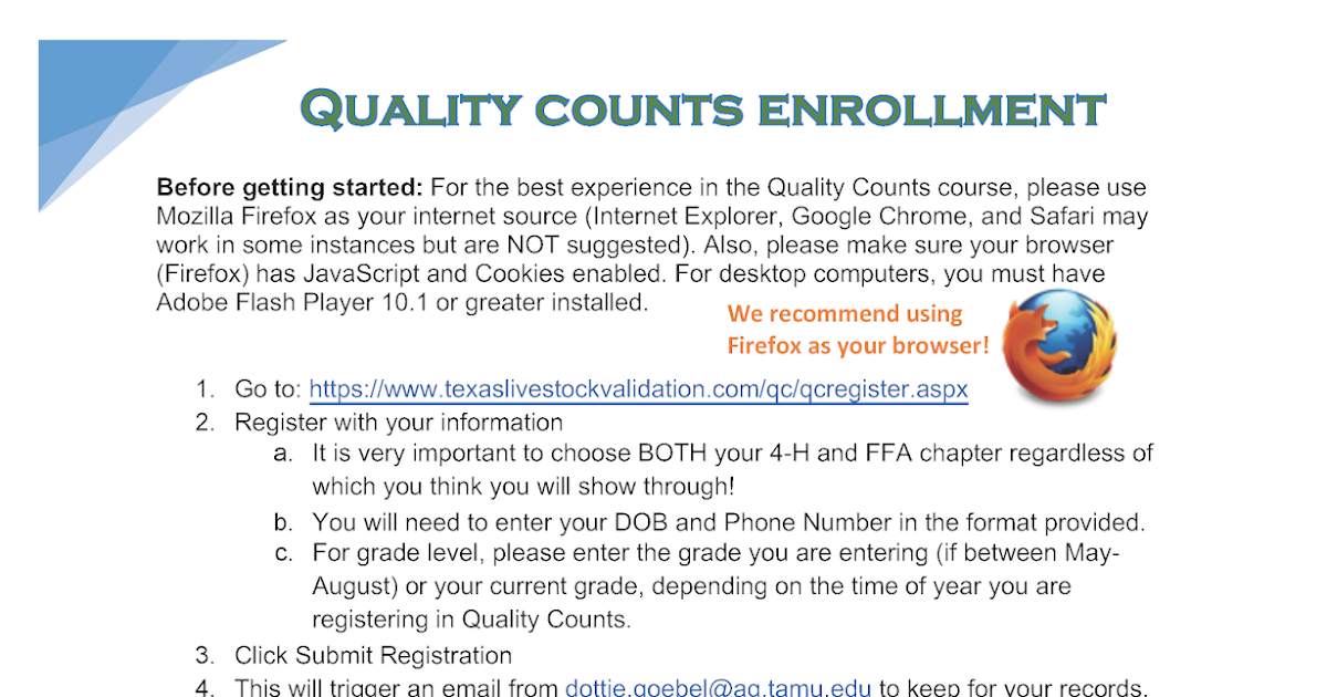 Comal County 4-H News - ARCHIVE: Quality Counts - Reminder