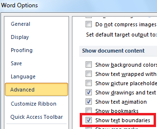 Word Excel PowerPoint Tips Tricks: View Text Boundary in Microsoft Word