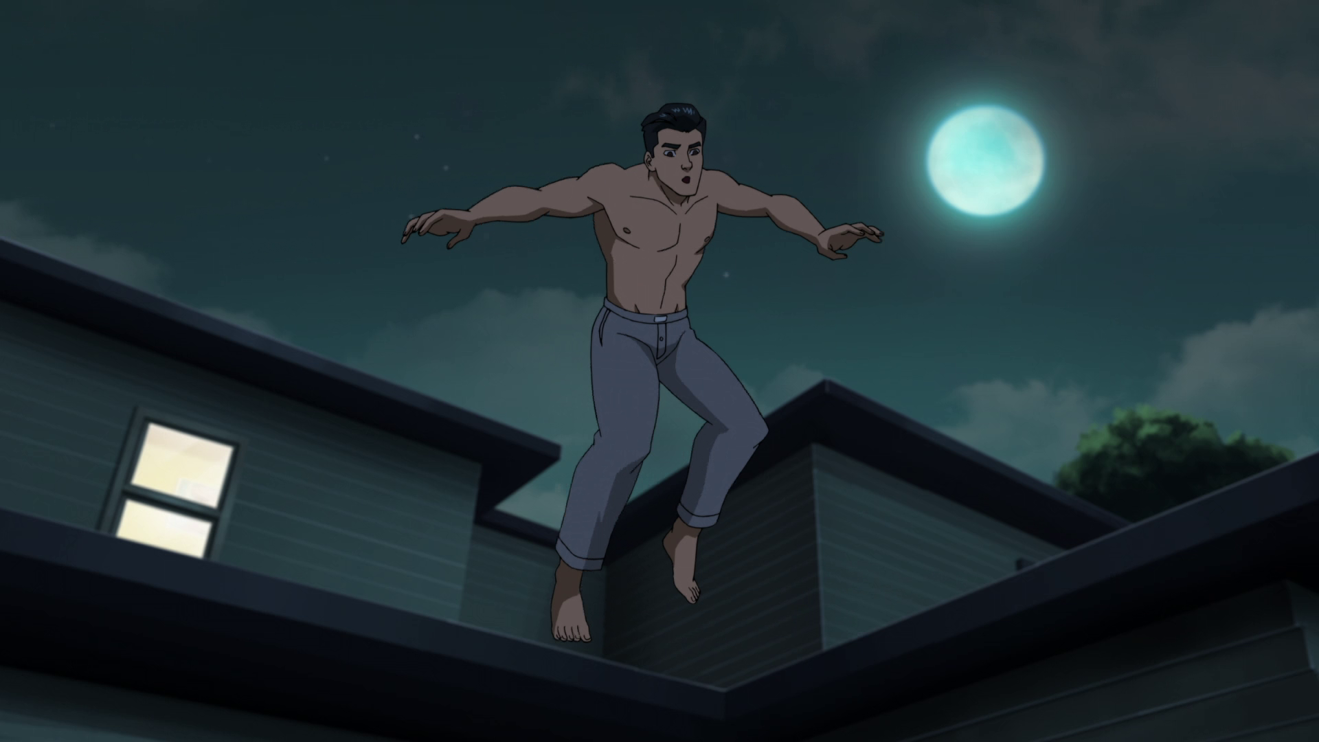 Invincible Flying Bare-Chested