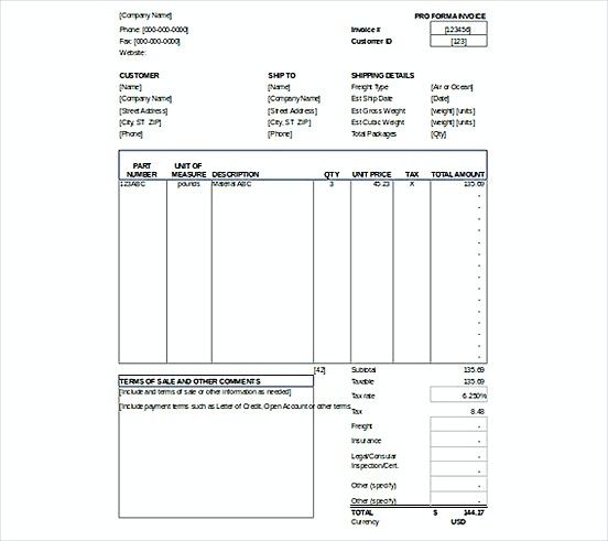 Performance Invoice Format - Invoice Template