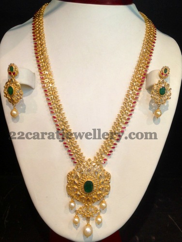 Unique Long Haram Earrings in Uncuts - Jewellery Designs