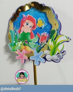 Topper 3D Sirenita Ariel Bebé - Mis Toppers Tus Toppers