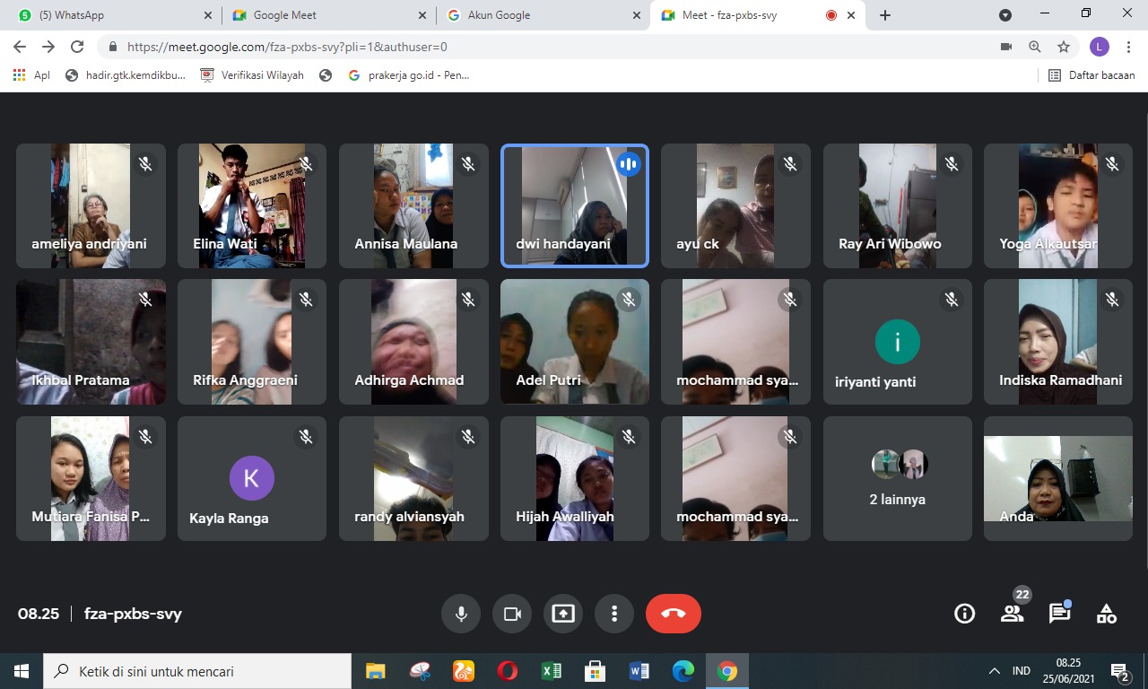 Google Meet Wali Kelas dengan Siswa dan orang tua dalam kenaikan kelas ...