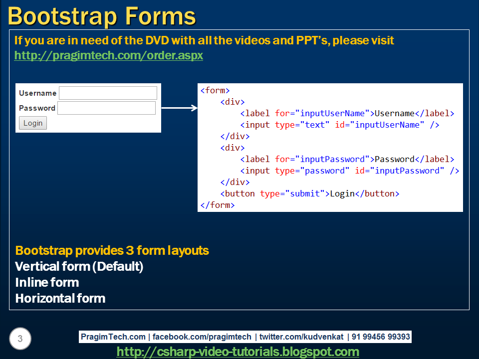 Sql server, .net and c# video tutorial: Bootstrap forms