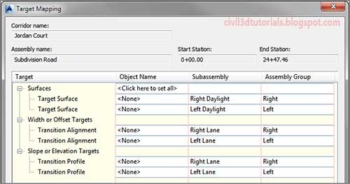 Assigning Targets - AutoCAD Civil 3D Tutorials
