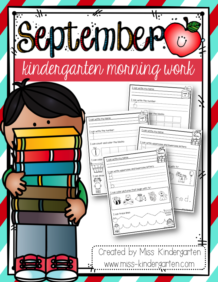 September Kindergarten Morning Work - Miss Kindergarten