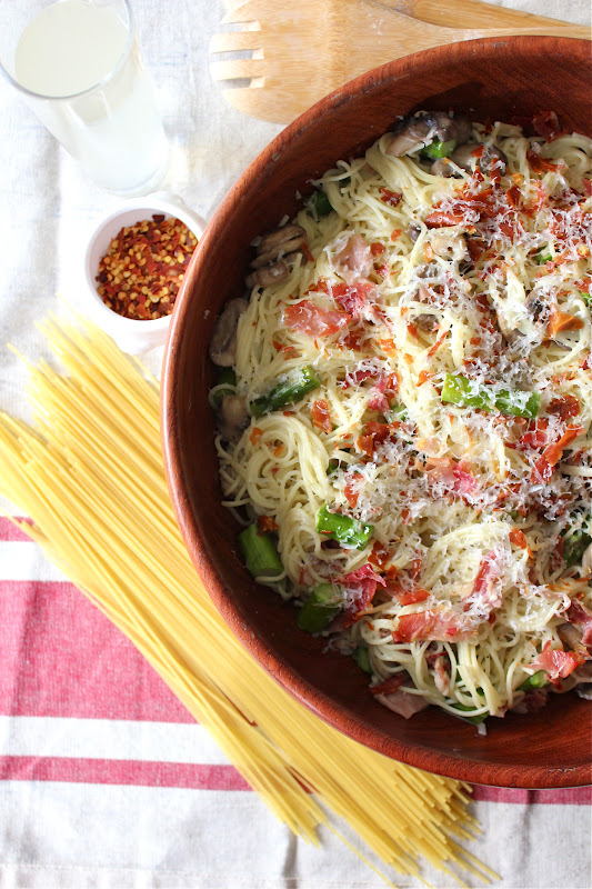 ValSoCal: Prosciutto, Asparagus and Parmesan Spaghetti