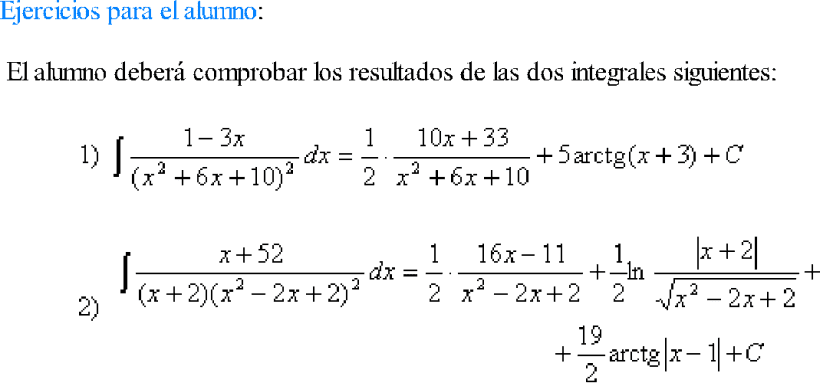 INTEGRALES POR EL METODO DE HERMITE-OSTROGRADSKI EJERCICIOS RESUELTOS