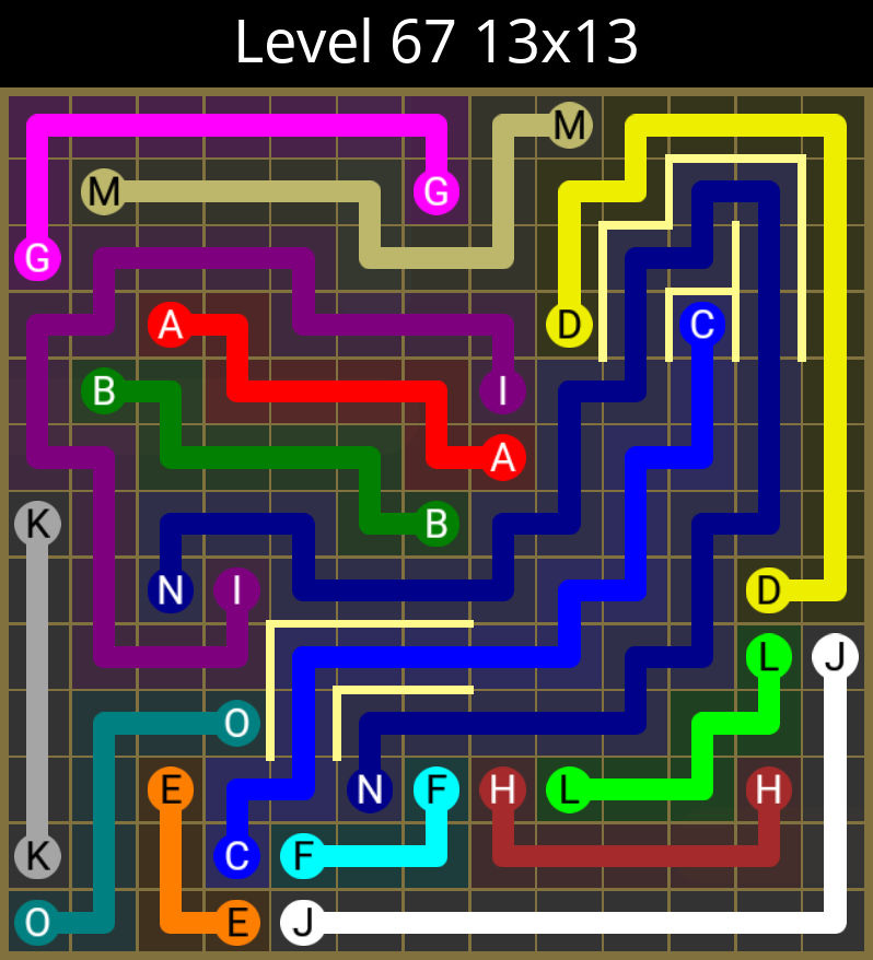 Puzzle Game Solutions: FLOW : PATHWAY PACK : LEVELS 61 - 90 : 13x13 PUZZLES