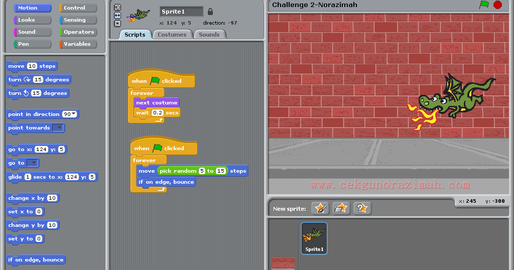 Jom belajar Scratch: Gerakkan Sprite ~ Cikgu Norazimah