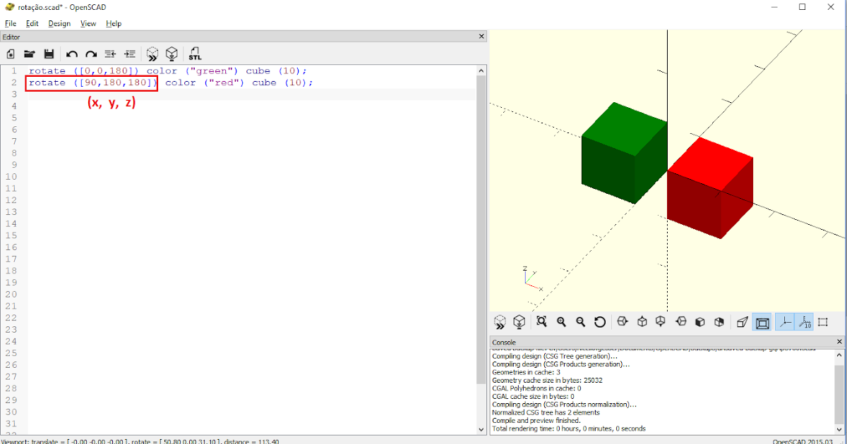 Matemática & Games: Rotações de objetos no OpenSCAD.