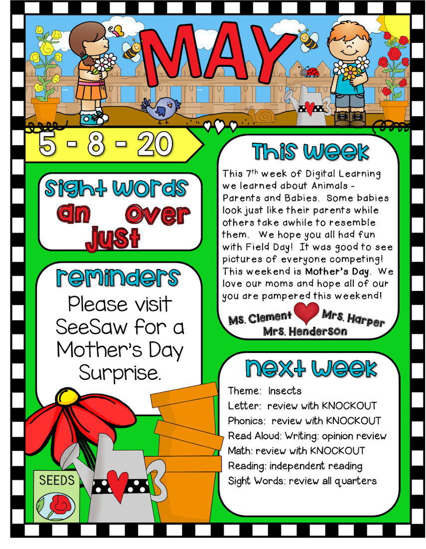 Ms. Clement's Blog: Newsletter: May 8th