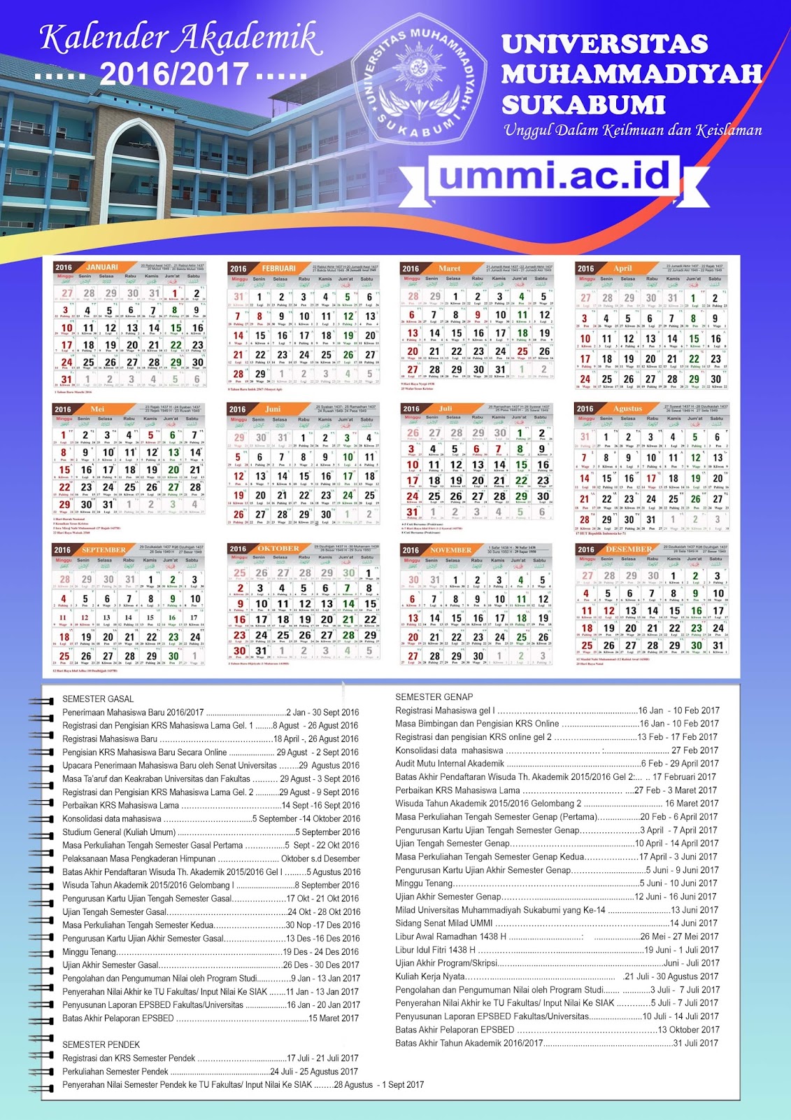 Kalender Akademik UMMI 2016 / 2017 | Galeri Foto UMMI