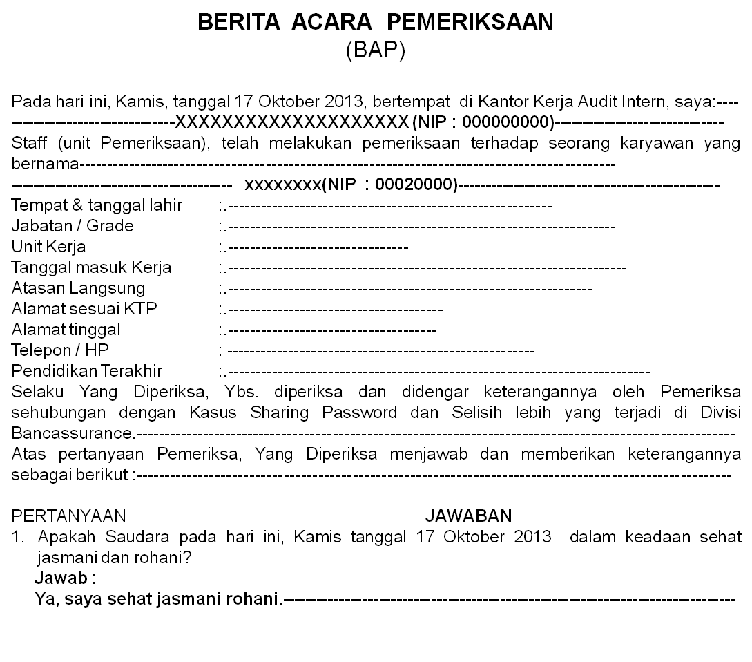 Contoh Surat Bap
