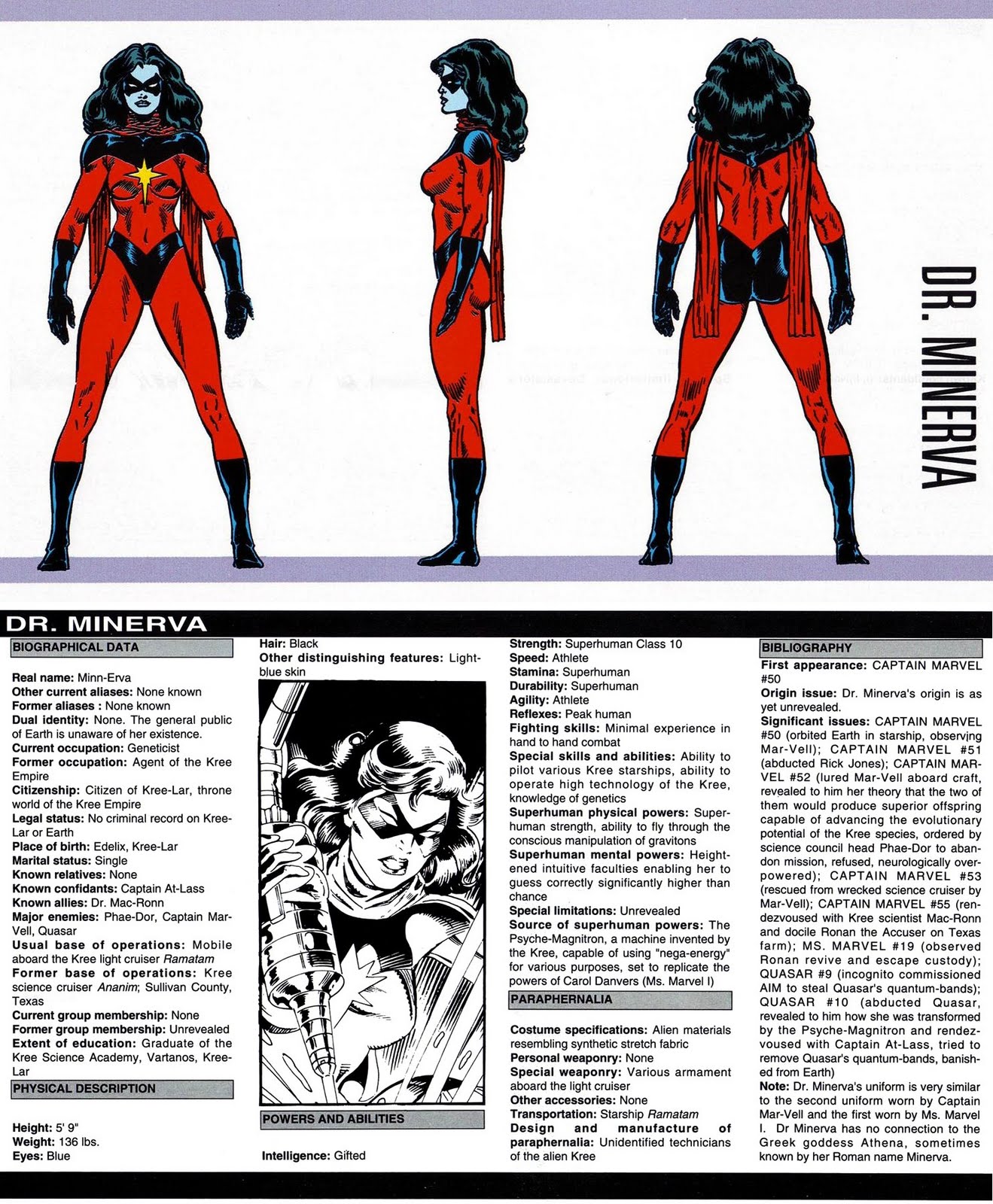 Fichas de Superheroes Marvel y DC: Doctora Minerva