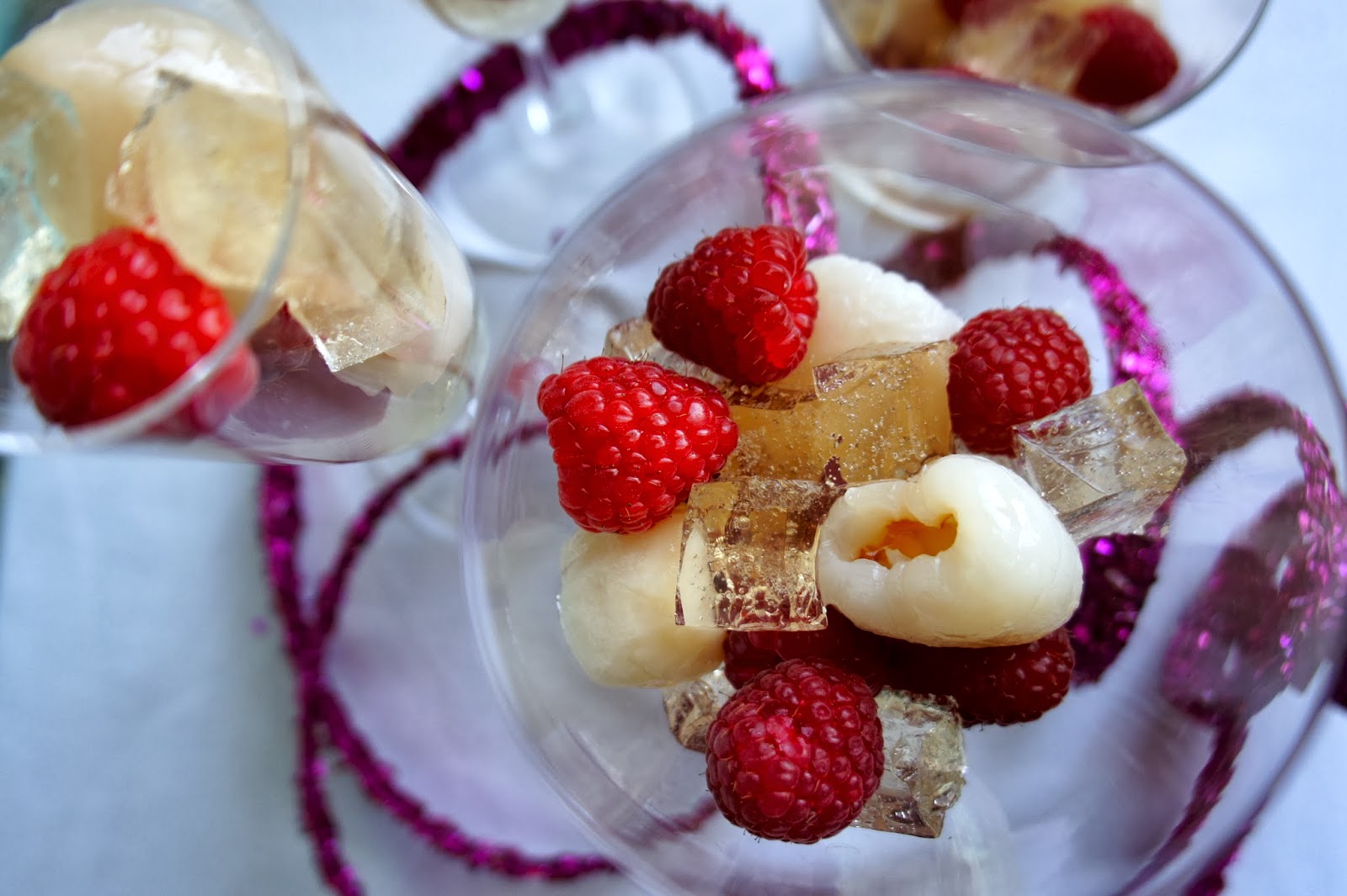 changtilly: Lychee Compote with Raspberries and Champagne Gelée
