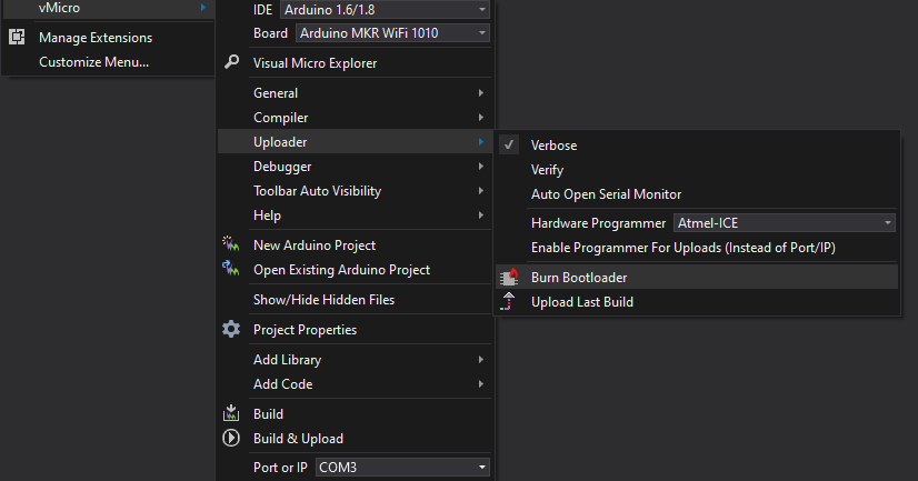 GoJimmyPi: Arduino MKR WiFI 1010 Burning Bootloader from Visual Studio ...