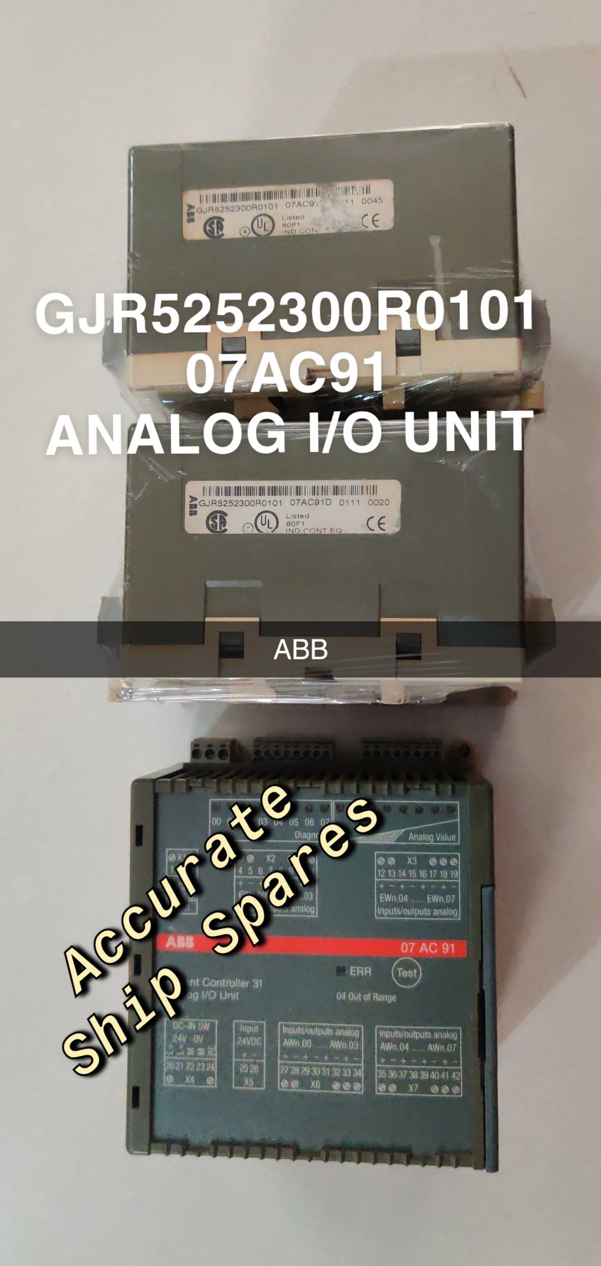 ABB ADVANT CONTROLLER 31 , ANALOG I/O UNIT 07AC91