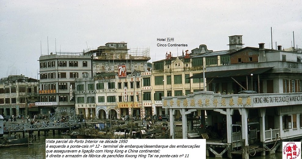 Macau Antigo: Foto-legenda: Vista parcial do Porto Interior na década 1950