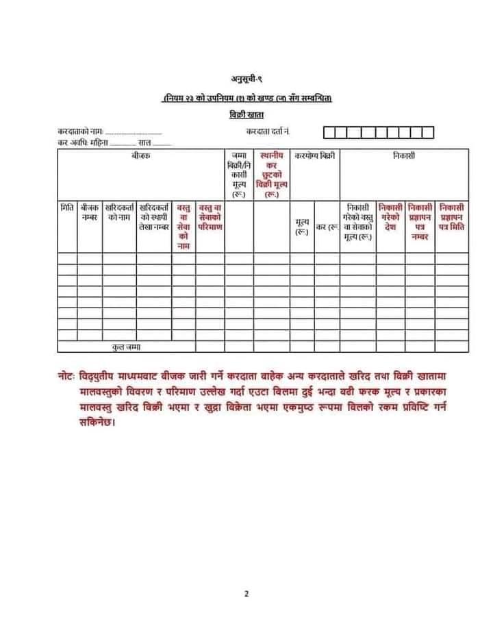 Kharid Khata and Bikari Khata : New format after 2078/79