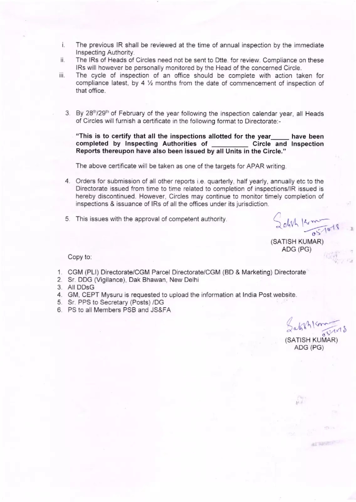 Inspection Reports of Post Offices/Mail Offices/Other Offices | Review ...