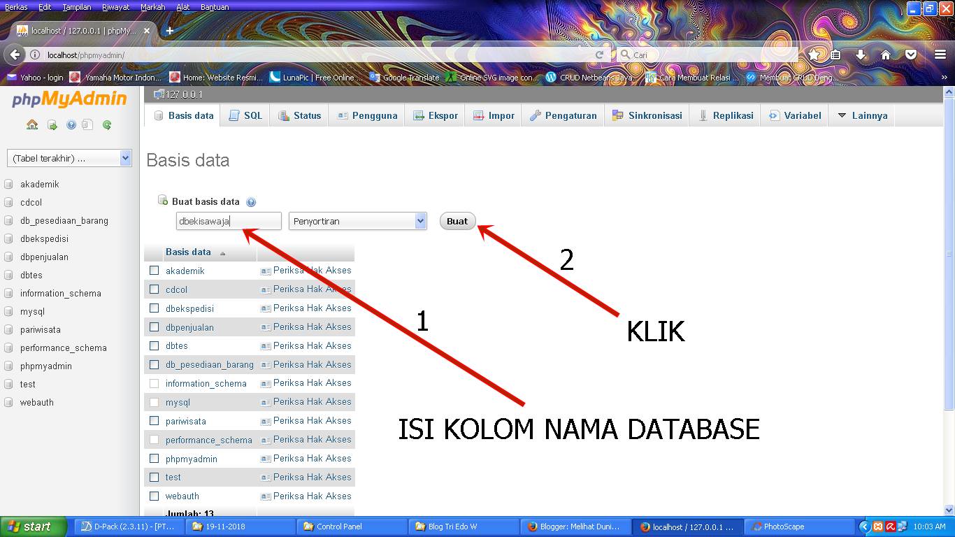 MEMBUAT DATABASE MENGGUNAKAN PHP MYADMIN