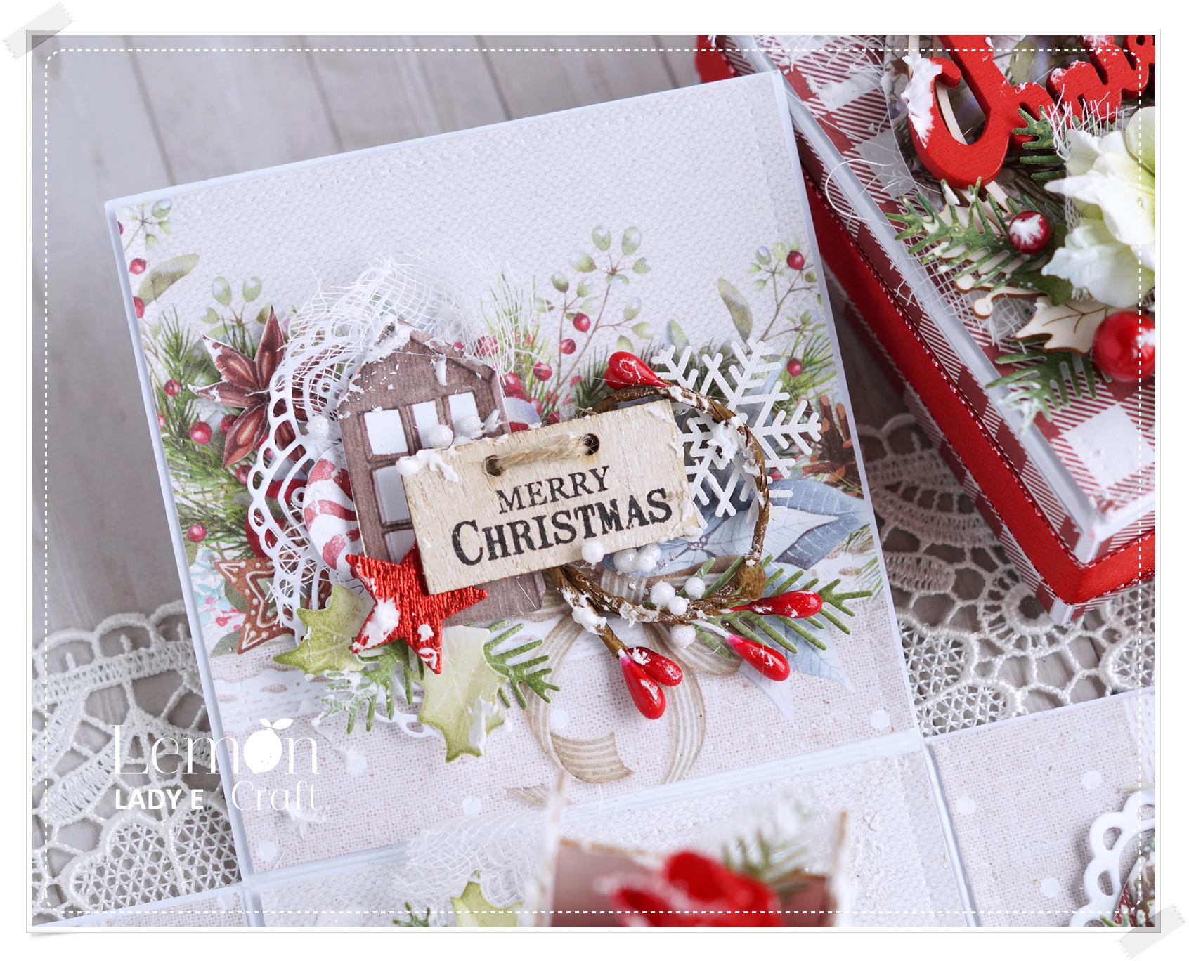 Świąteczny exploding box - zobacz wyjątkowe rękodzieło na Boże Narodzenie! | Lemoncraft