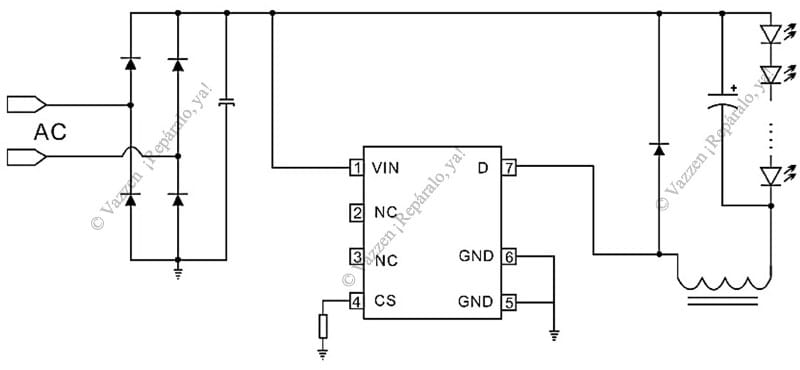 Funcionamiento del circuito en lámparas y luminarias LED´s. Diagramas y ...