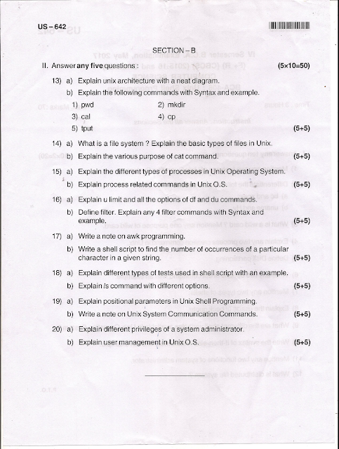 Bangalore University Bca Computer Science Bca 406 Unix Shell Programming May 2017 Question