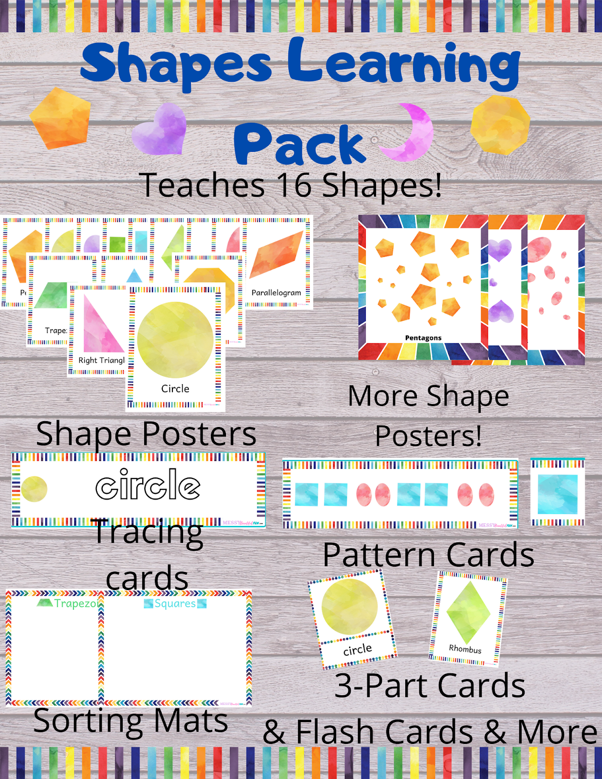 Messy, Beautiful, Fun: Printable Shapes Pack Teaches All These Shapes!