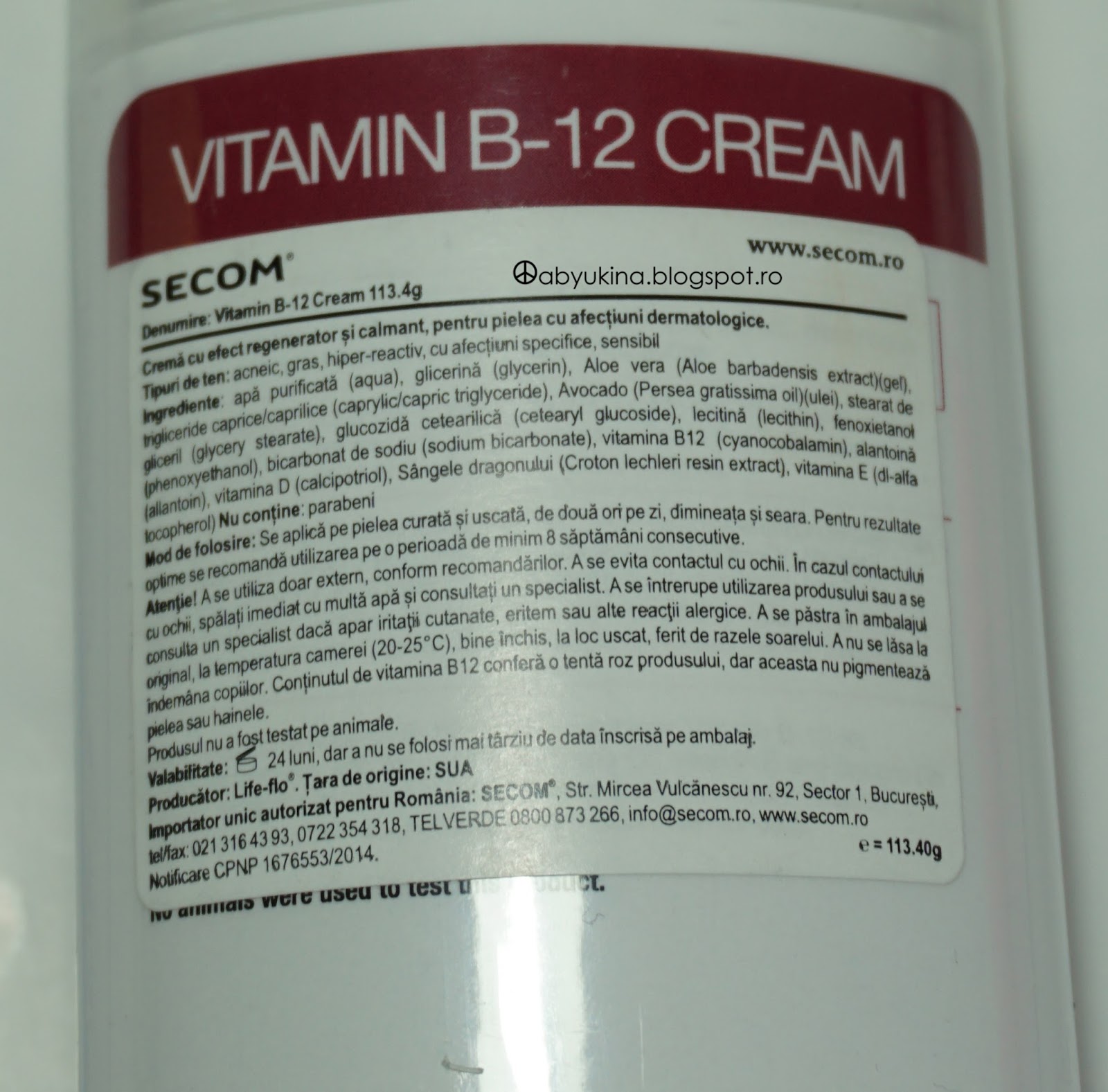 Review:Crema cu Vitamina B12 Life-Flo Secom ~ Abyukina