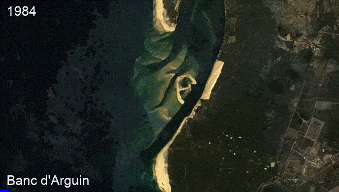 GeoGarage blog: Banc d'Arguin : time-lapse of the evolution during 36 years