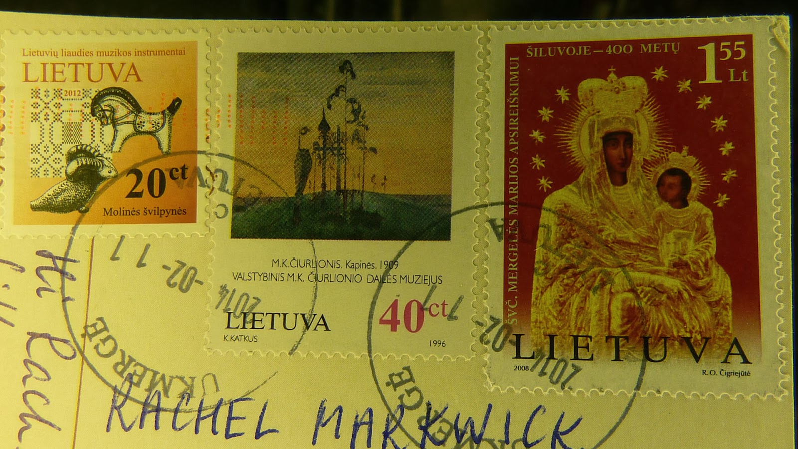 Rachel Markwick: Art History through stamps .. via Postcrossing.