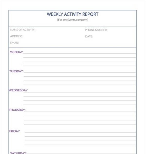 Weekly Activity Report Template ~ Medical Resume
