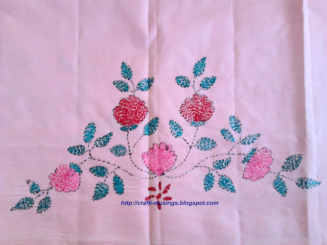 Crafti musings..: Saree Embroidery - 9 - Kantha Bengali Embroidery #3