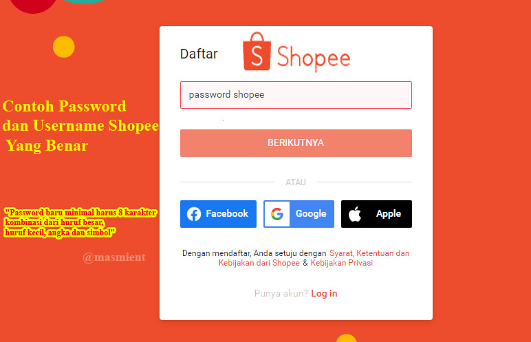 Contoh Password dan Username Shopee Yang Benar Tuh Begini - Cara ...