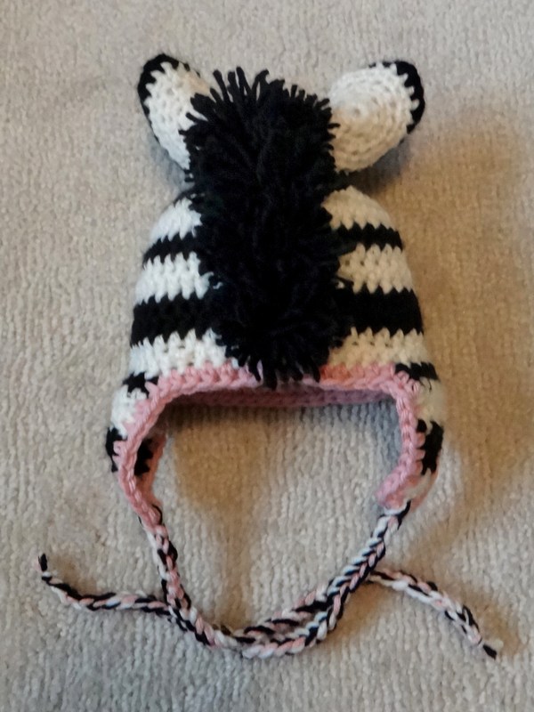 Grandma Swills' Handcrafted Knits: Handmade Crochet Zebra Baby Hat