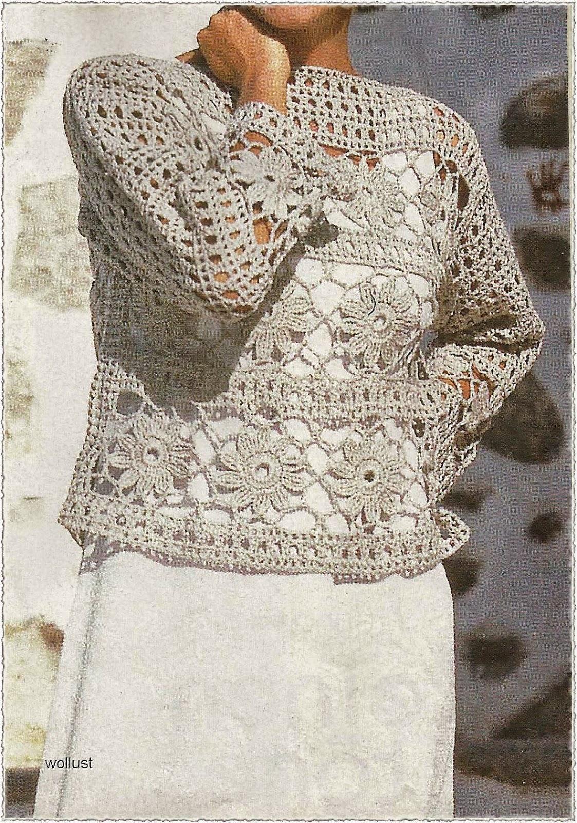 MEINE-WOLLUST: Lochmusterpullover gehäkelt